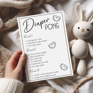 Diaper Pong Rule Sign, Fun Baby Shower Game, Printable Instant Download ...