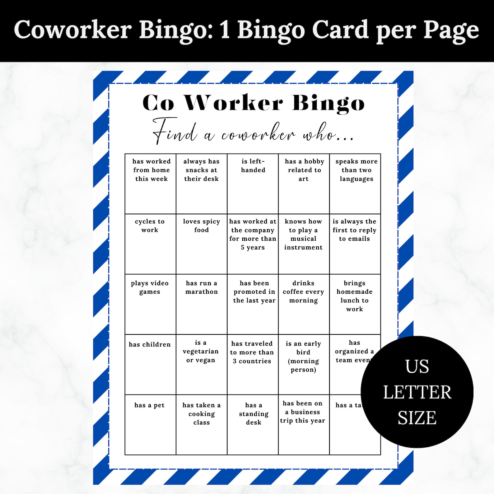Coworker Bingo, Get to Know You, Employee Bingo, Ice Breaker Bingo ...