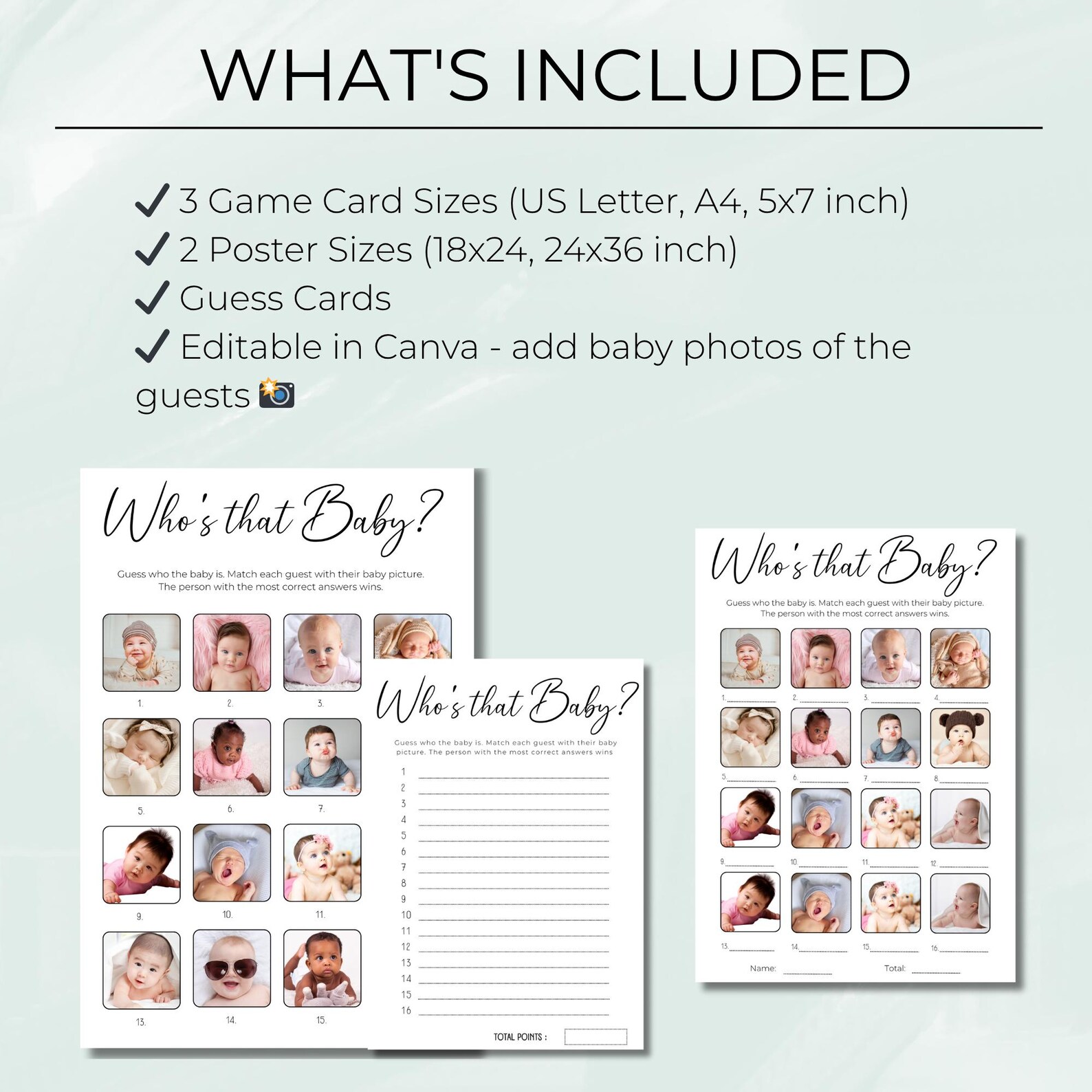 Who's That Baby Photo Game, Printable Guess Who Baby Shower Game ...