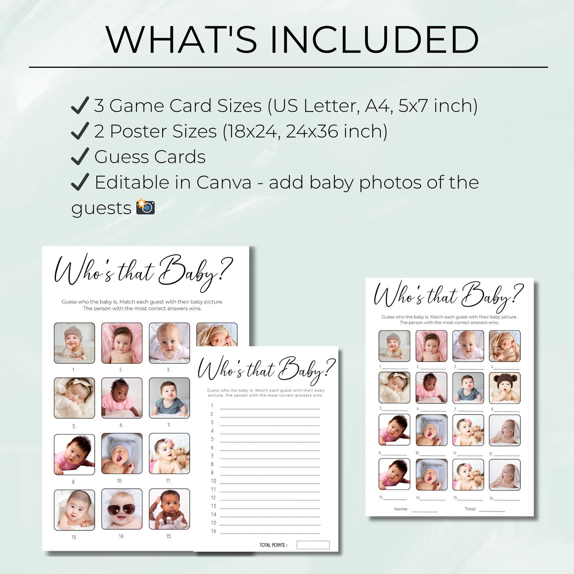 Who's That Baby Photo Game, Printable Guess Who Baby Shower Game ...