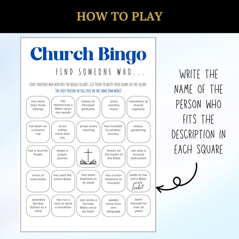 Find Someone Bingo for Youth Group, Editable and Printable Christian ...