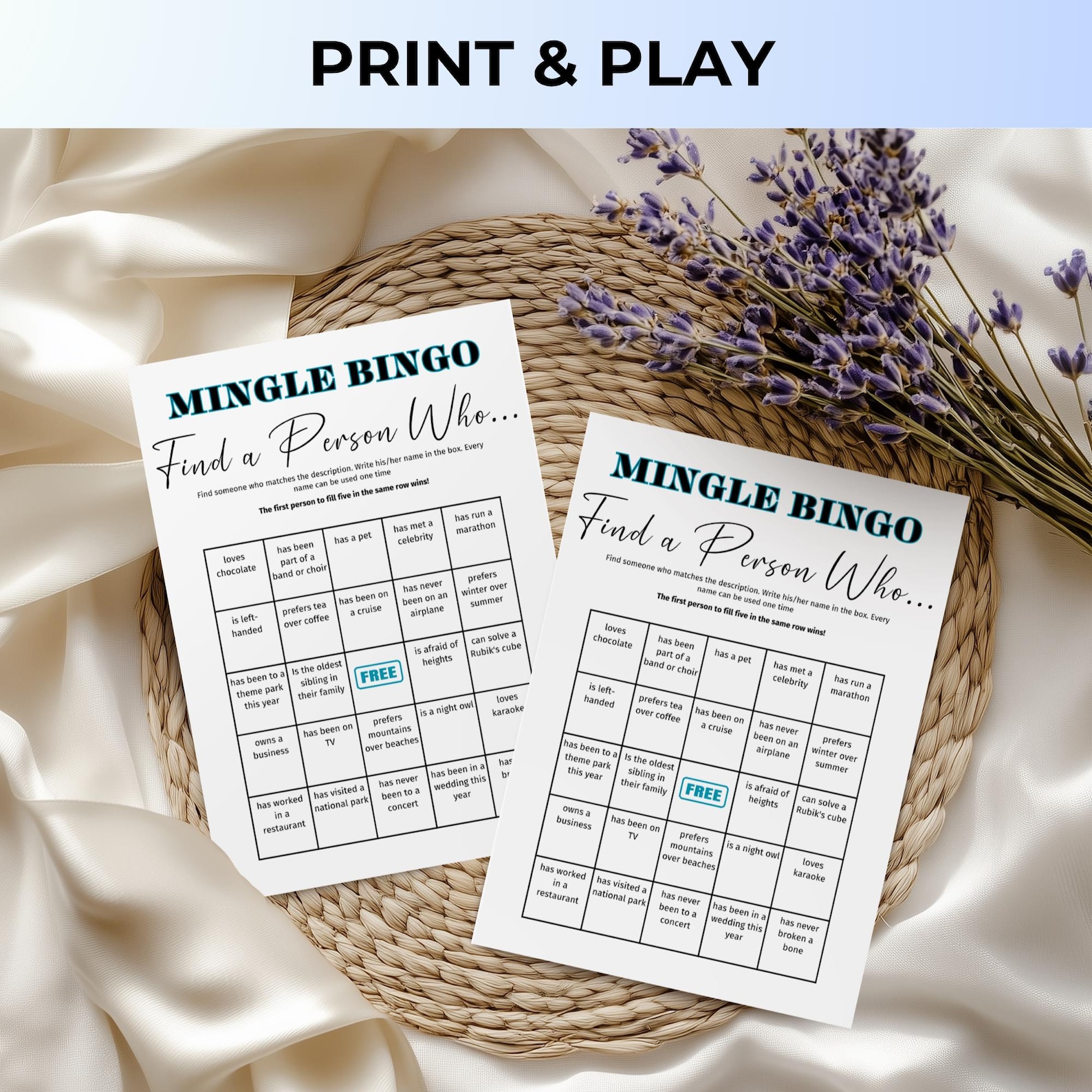 Mix and Mingle Bingo, Get to Know You Questions, Find Someone Who, Ice ...