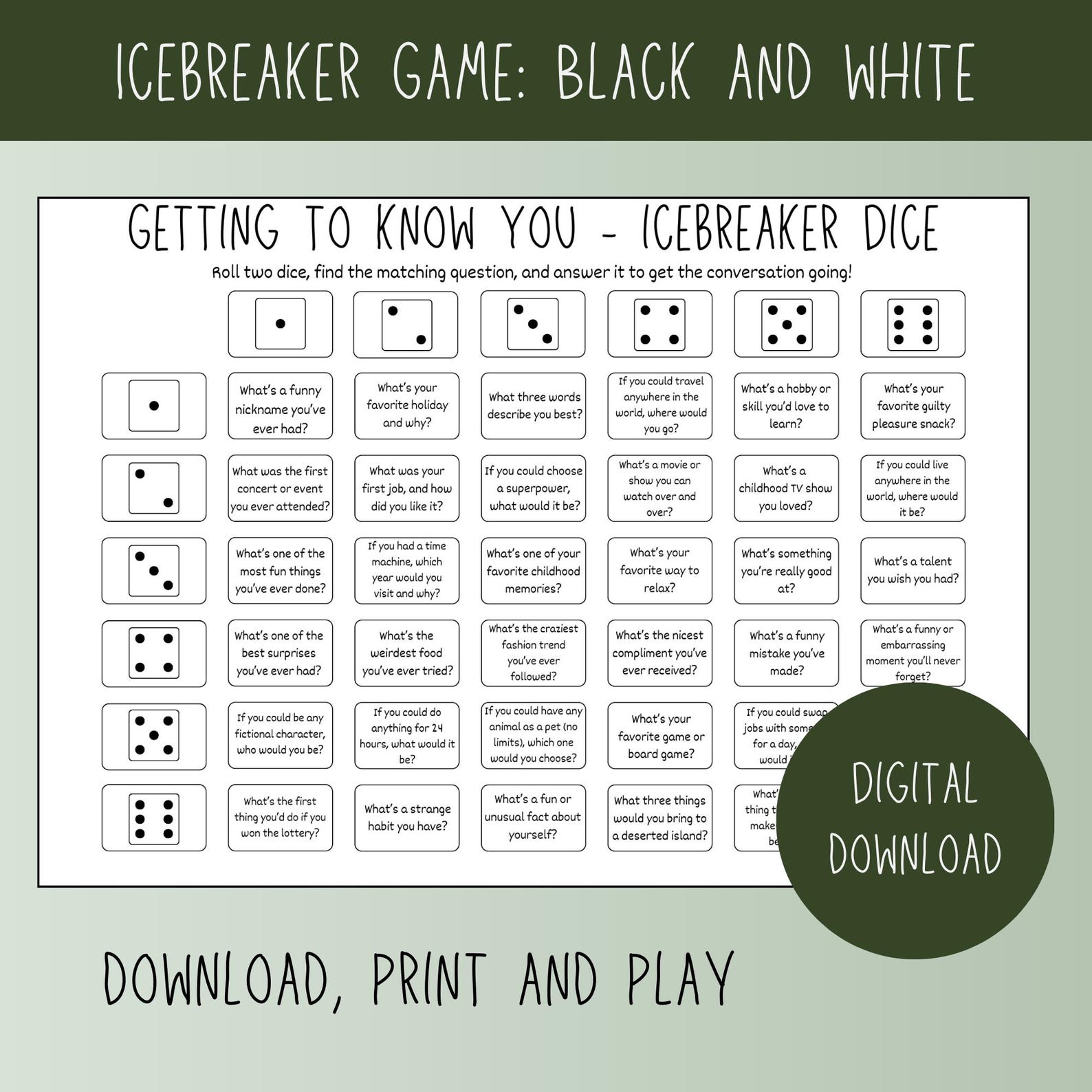 Get to Know You Icebreaker, Printable Bingo Game, Fun Team Building ...