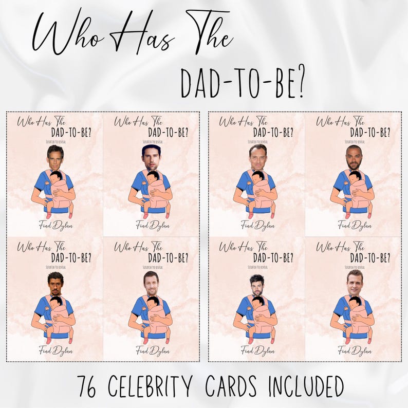 Editable Who Has the Daddy Game, Baby Shower Scratch off Template ...
