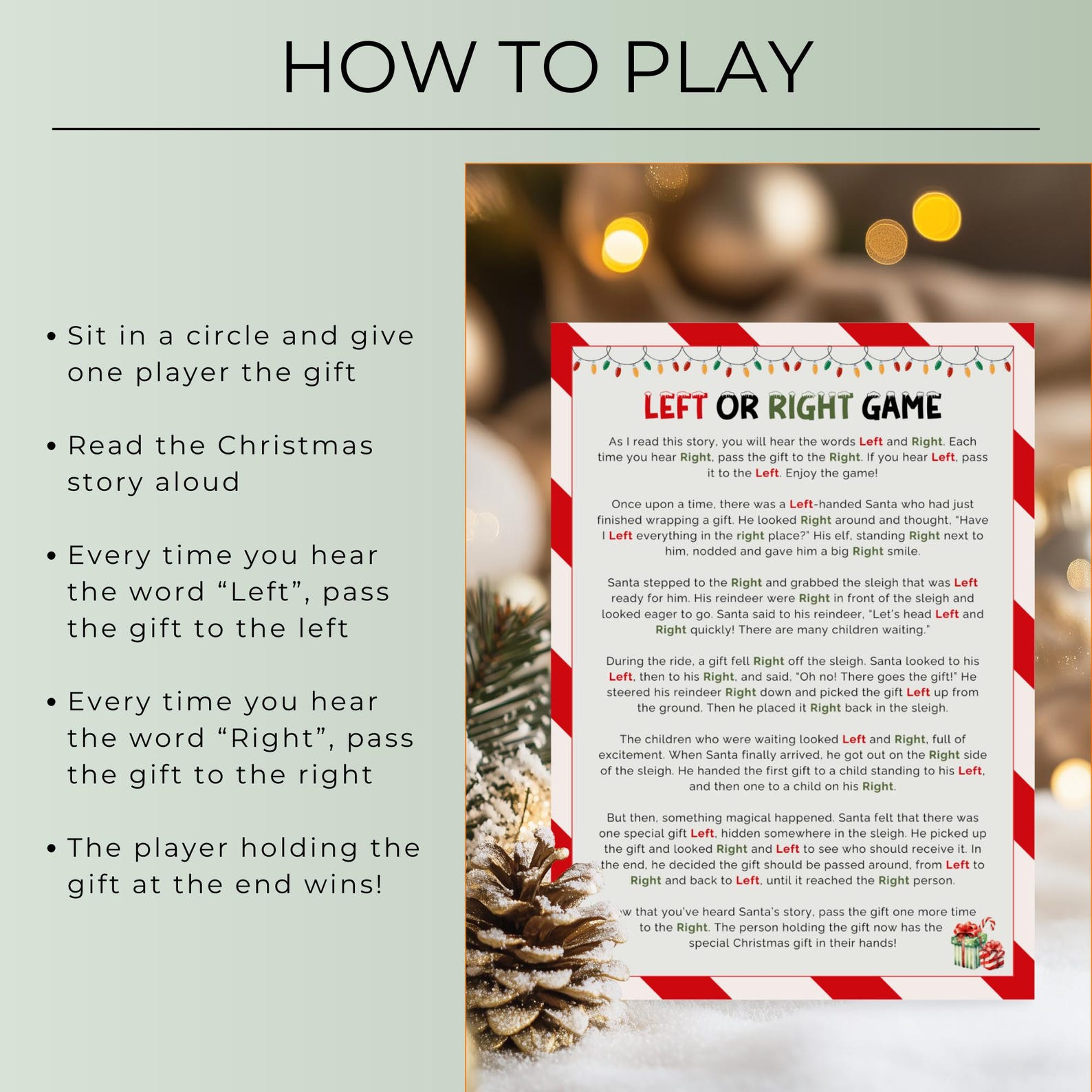 Left Right Poem - Fun Printable Christmas Gift Exchange Game for ...