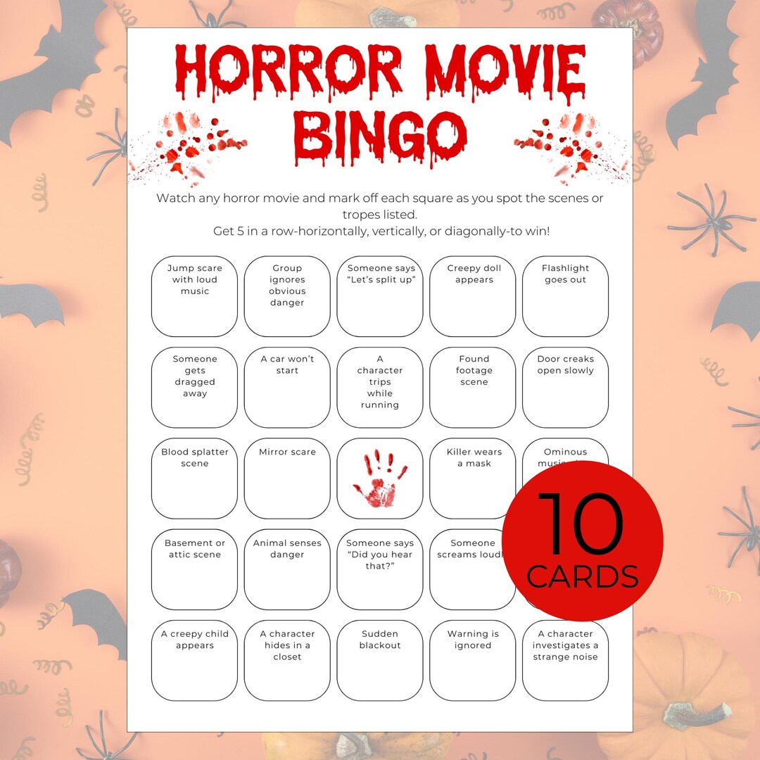 Halloween Horror Movie Bingo Cards, Printable Scary Game for Movie ...
