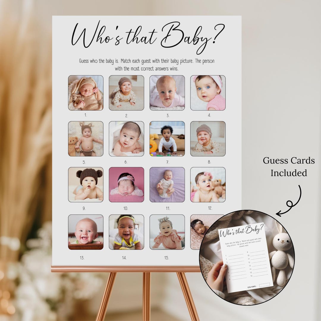 Who's That Baby Baby Shower Sign, Printable Guess Who Game, Fun Baby ...
