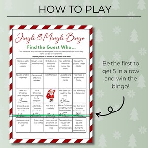 Christmas Jingle and Mingle Bingo, Family Reunion Game, Getting to Know ...