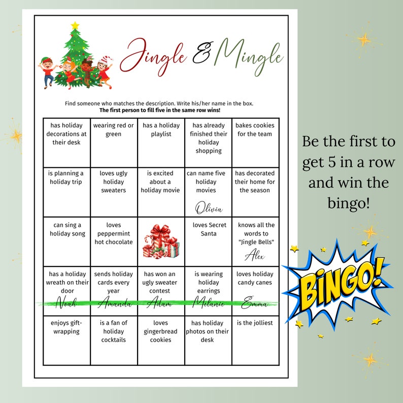 Jingle and Mingle Bingo, Holiday Office Party, Christmas Bingo, Ice ...