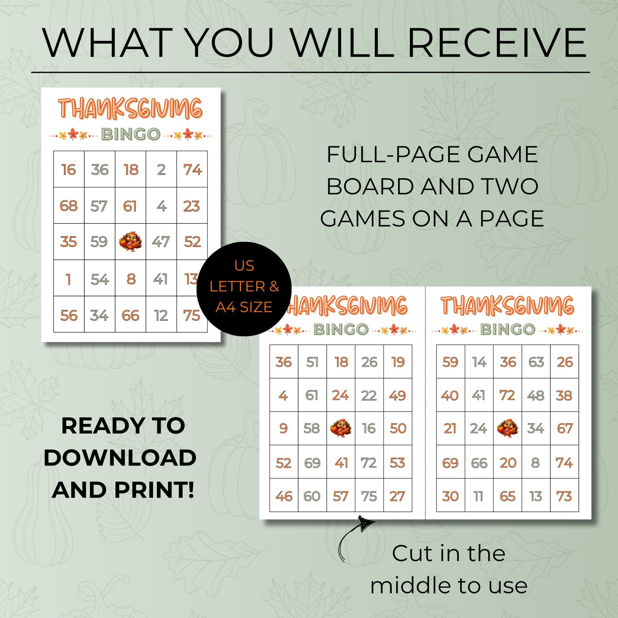 Thanksgiving Number Bingo, 30 Printable Cards, Fun Friendsgiving Game ...