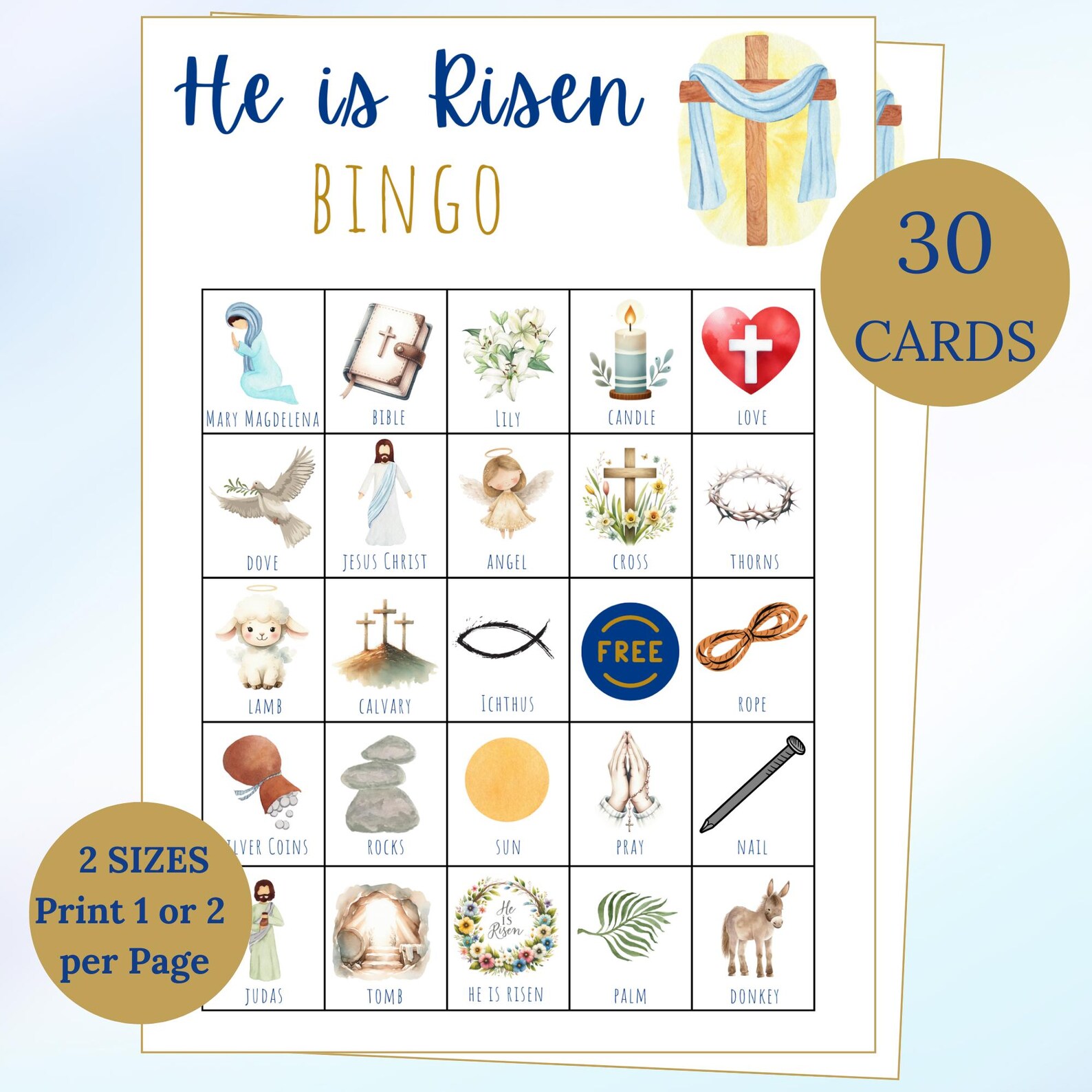 Resurrection Bingo, 30 Easter Bingo Cards, Religious Easter Story Bingo ...