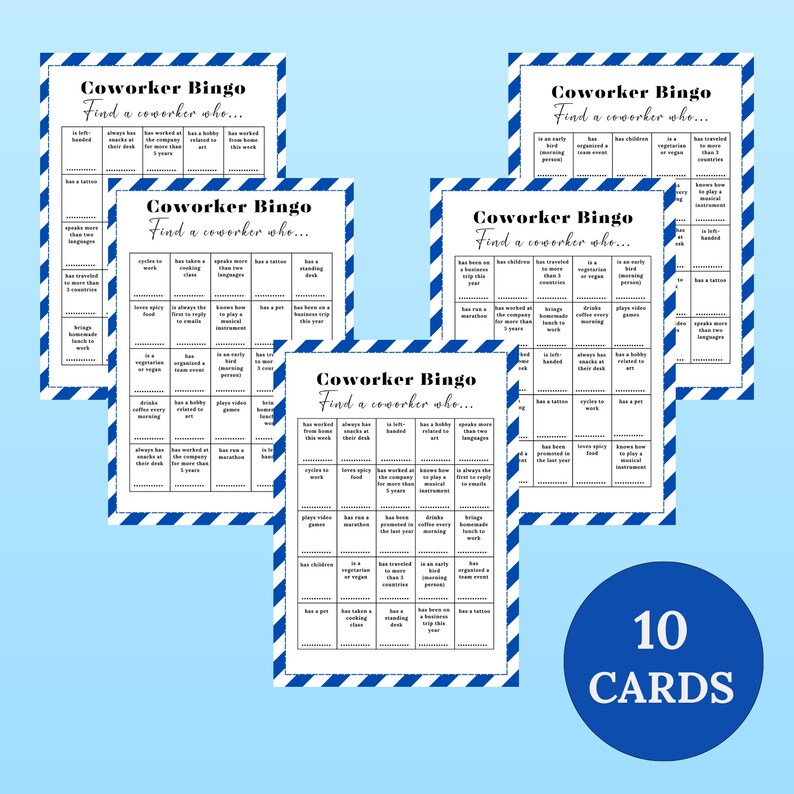 Coworker Bingo, Office Bingo Game, Team Building Networking Activity ...