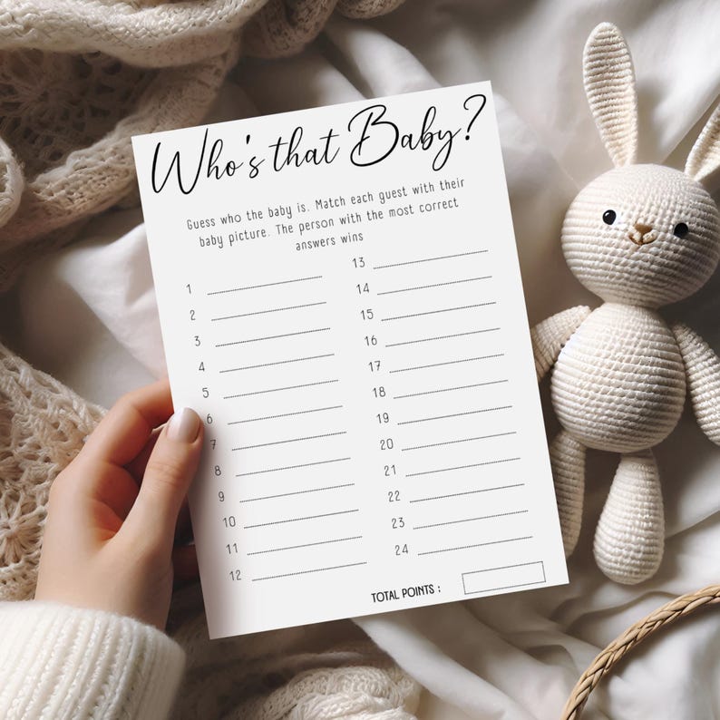 Who's That Baby Photo Game, Printable Guess Who Baby Shower Game Card ...