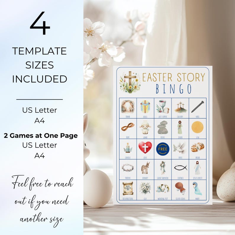 Easter Story Bingo Game, 50 Cards, Digital Download for Family Fun ...