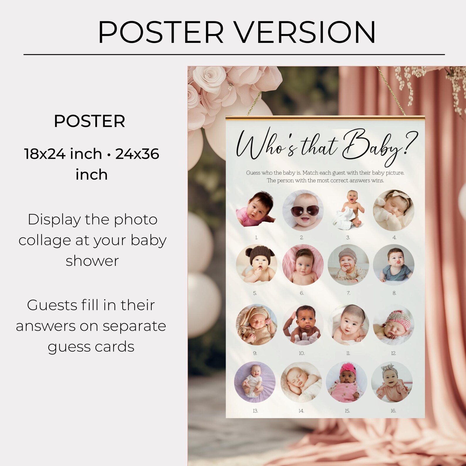Guess the Baby Photo Game Template, Editable Baby Shower Game, Fun ...