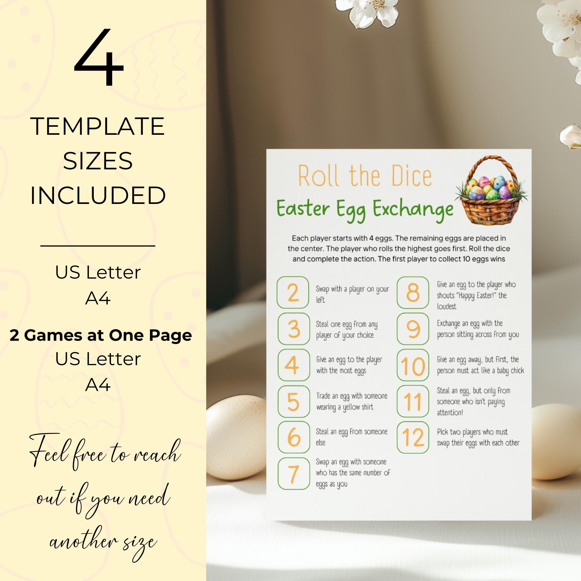 Easter Egg Exchange Game, Printable & Editable, Fun Easter Party Game ...
