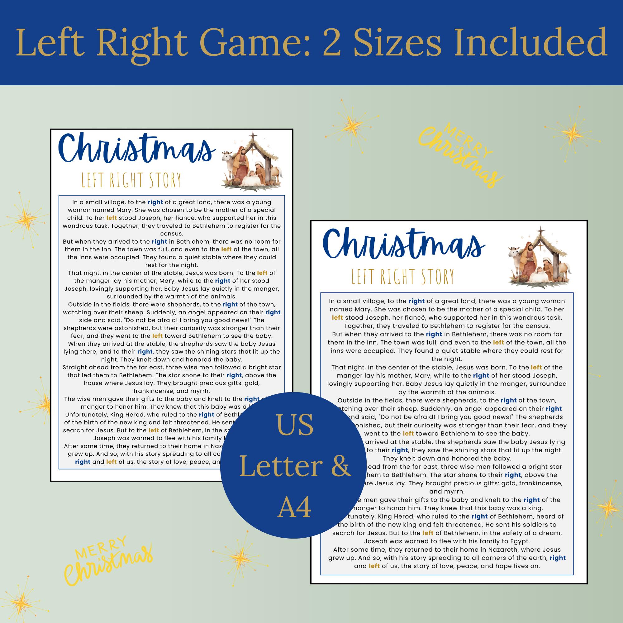 Christmas Left Right Story Game - Printable Holiday Fun for Yankee Swap ...