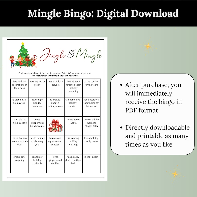 Jingle and Mingle Bingo, Holiday Office Party, Christmas Bingo, Ice ...