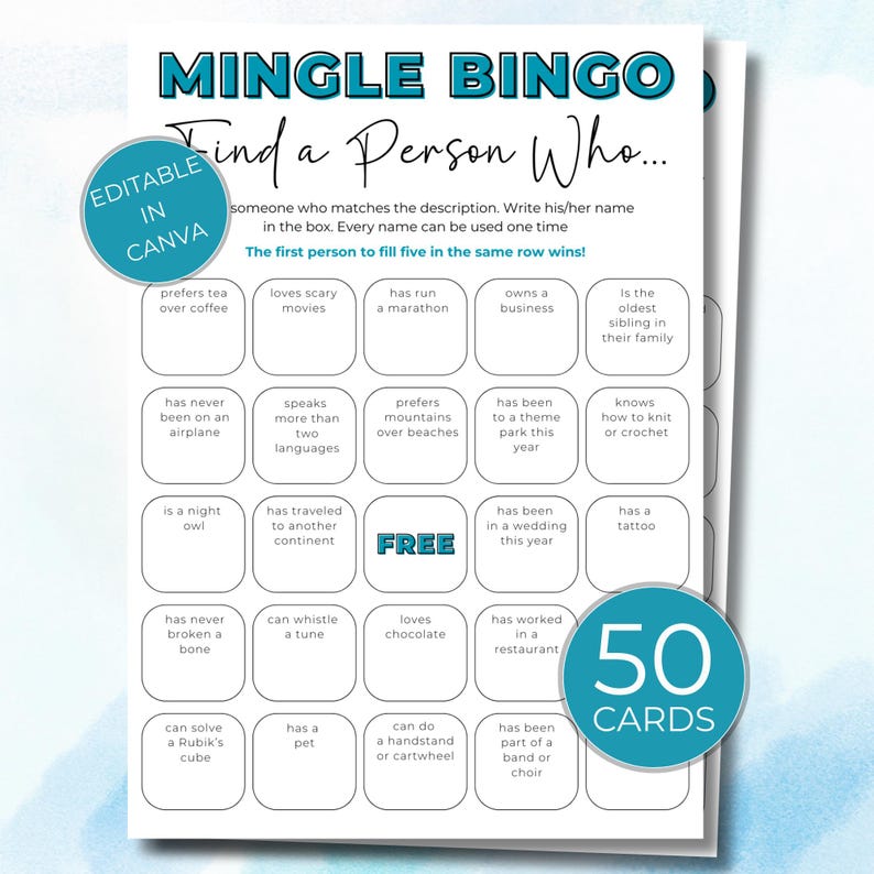 Mix and Mingle Bingo, Get to Know You Questions, Find Someone Who, Ice ...