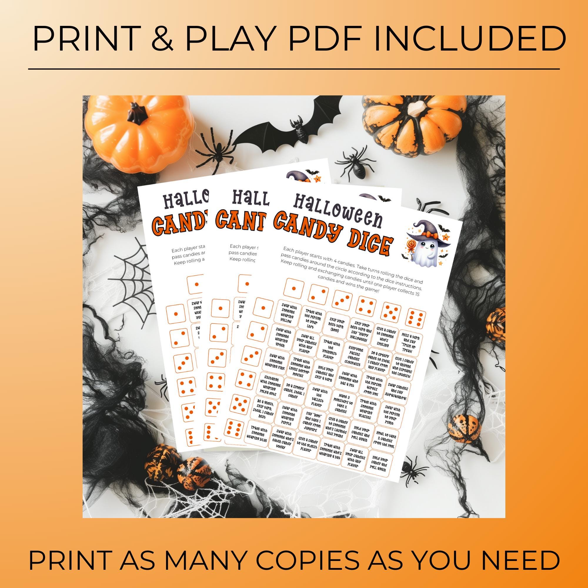 Halloween Candy Dice Game: Printable Family Party Activity (canva ...
