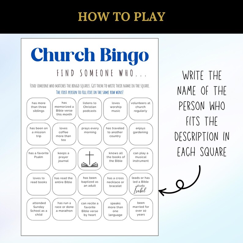 Find Someone Who Bingo Christian, Printable Icebreaker Game for Church ...