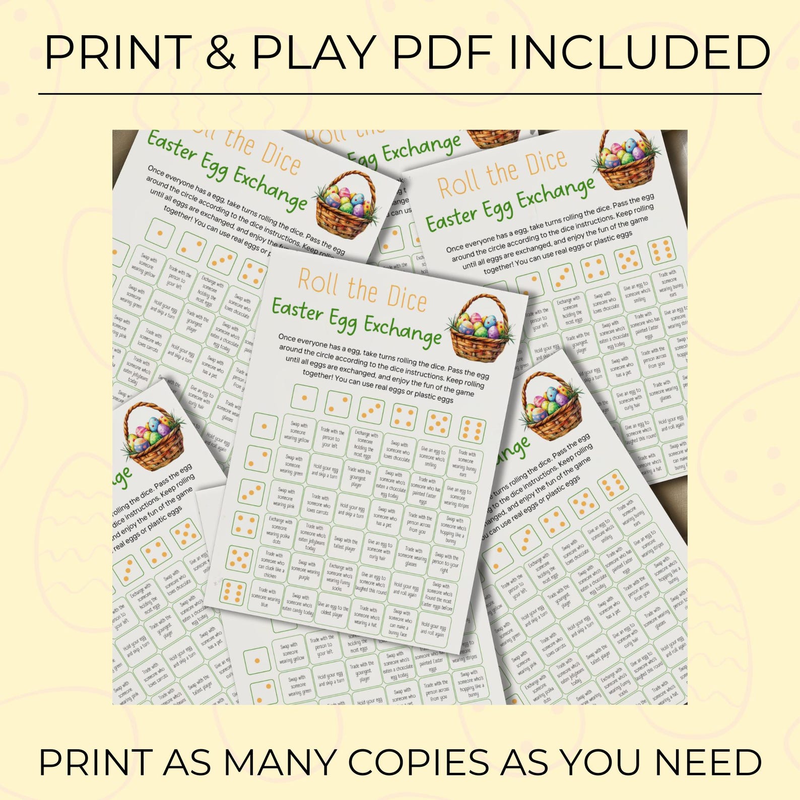 Easter Egg Exchange Dice Game, Printable Easter Activity for Kids, Fun ...