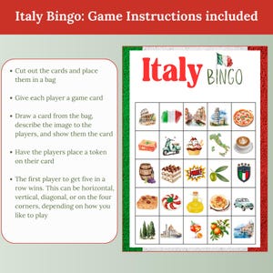 Italy Travel Bingo, 20 Printable Bingo Cards, Fun Family Game, Italian ...