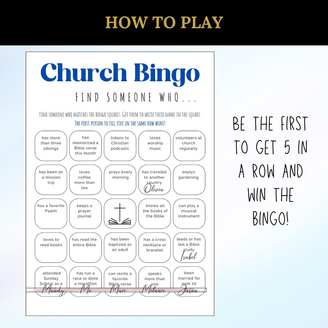 Find Someone Bingo for Youth Group, Editable and Printable Christian ...