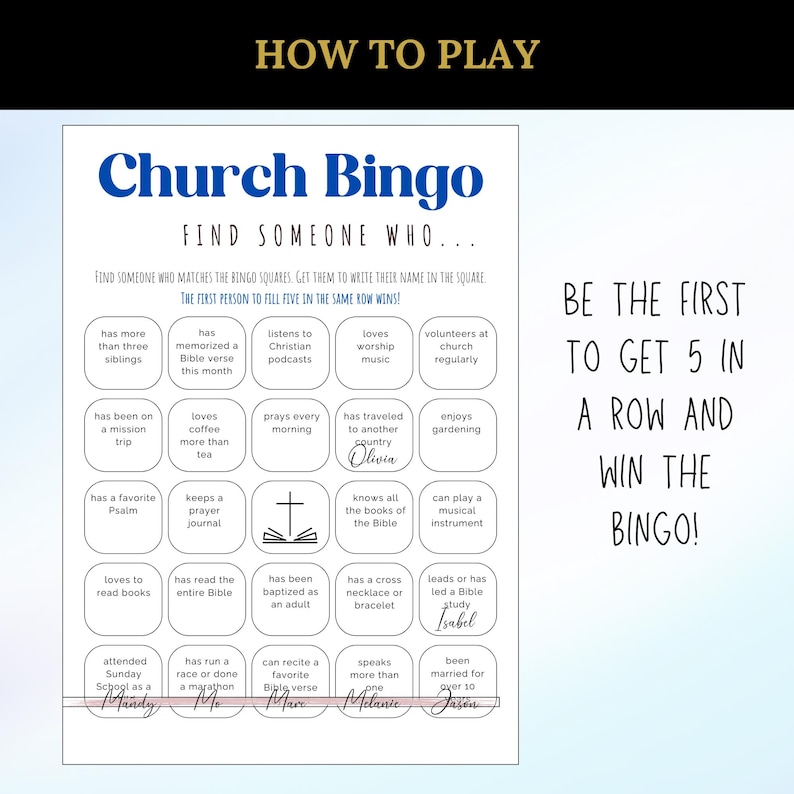 Find Someone Bingo for Youth Group, Editable and Printable Christian ...