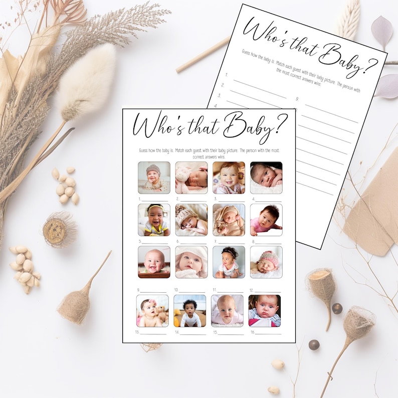 Who's That Baby Photo Game, Printable Guess Who Baby Shower Game, Editable Instant Download, Fun ...