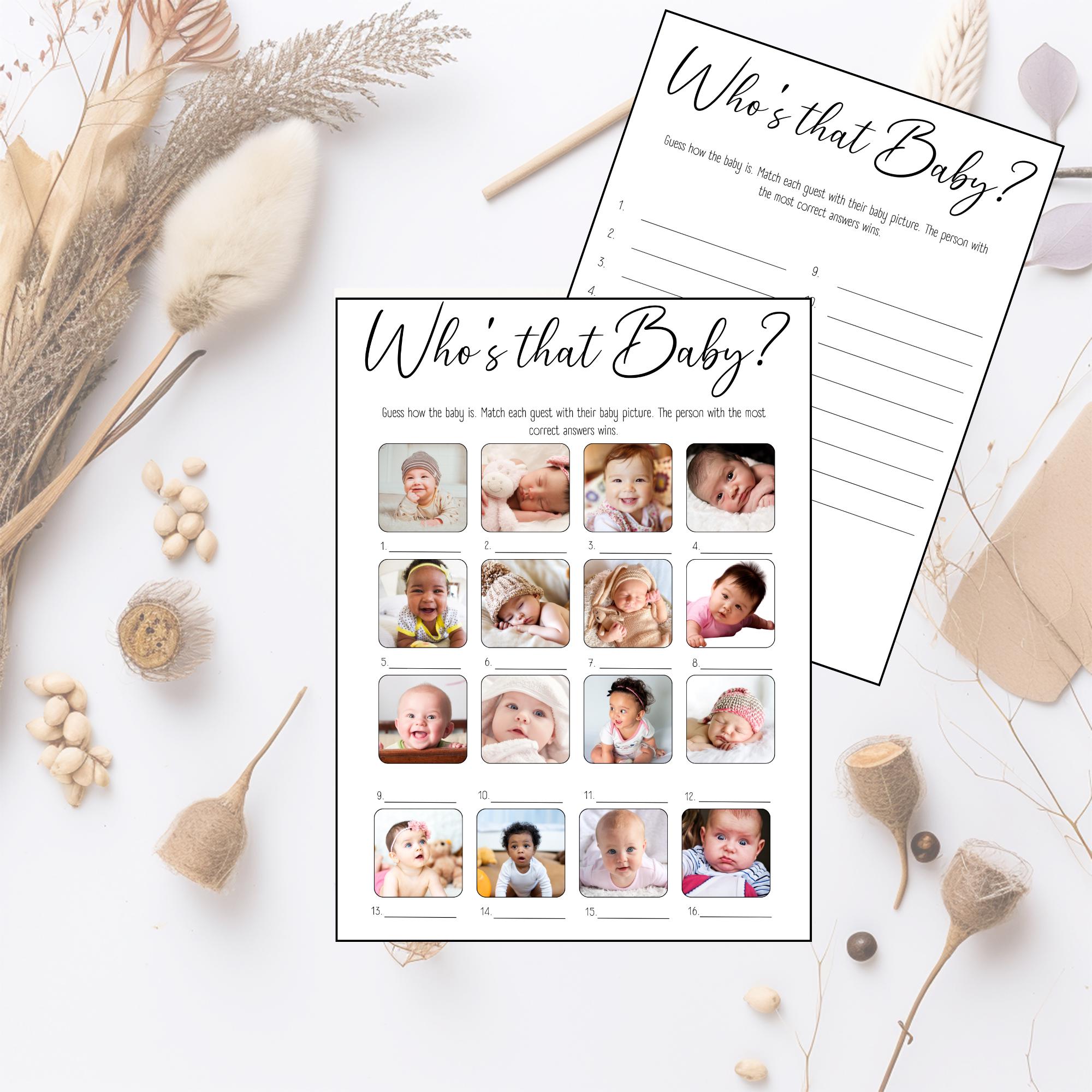 Who's That Baby Photo Game, Printable Guess Who Baby Shower Game ...