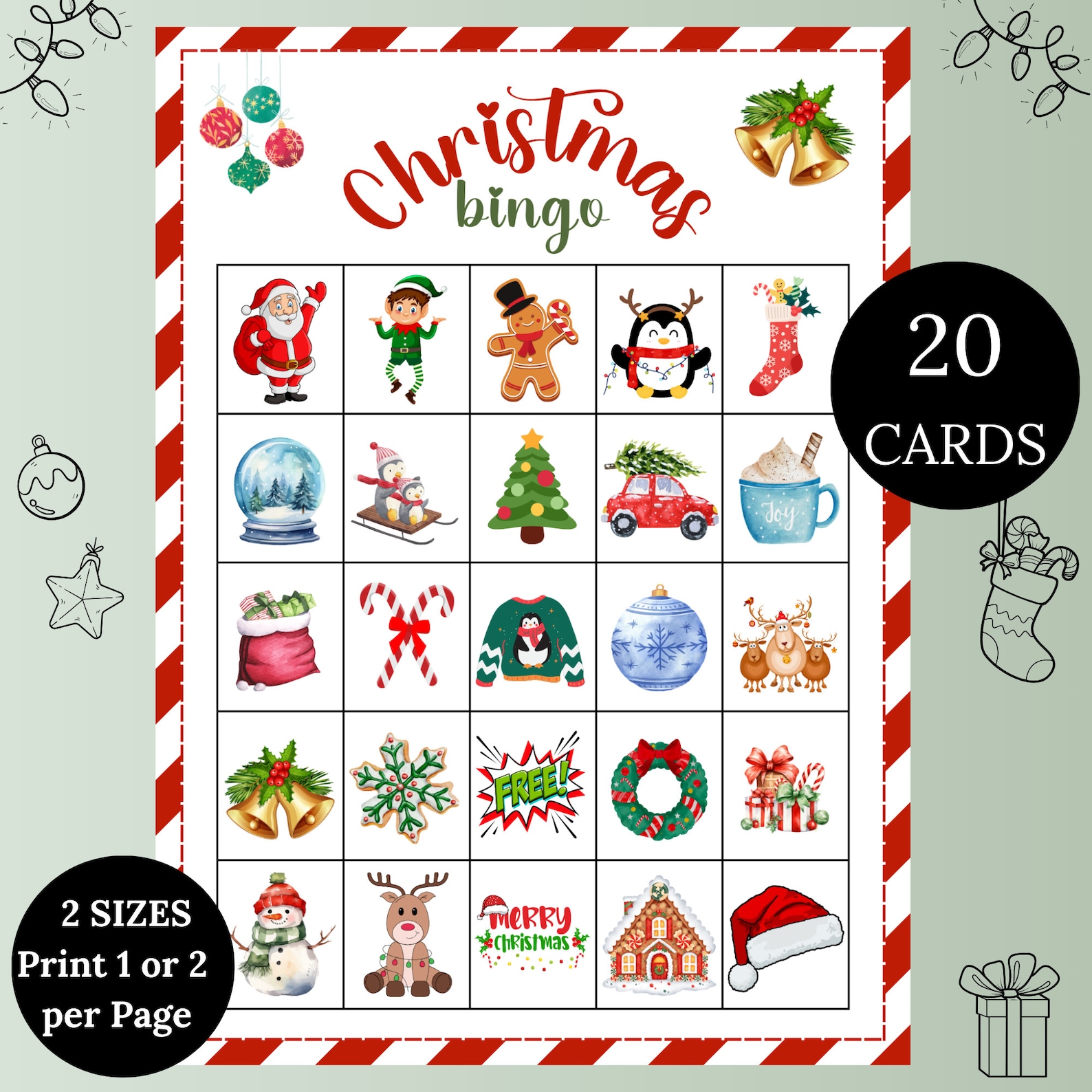Christmas Bingo, Printable Fun Christmas Party Game, Xmas Family Games ...