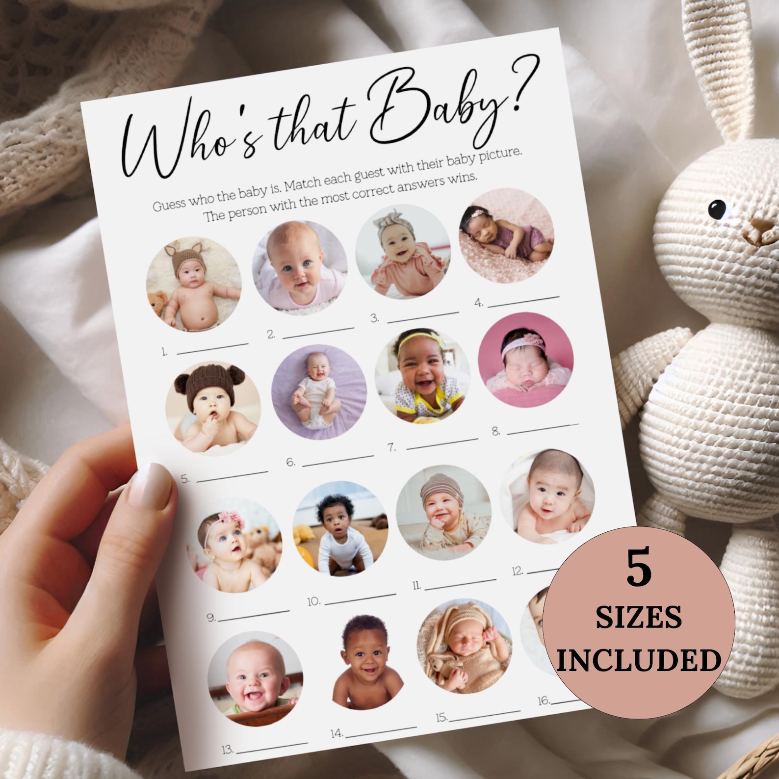 Guess the Baby Photo Game Template, Editable Baby Shower Game, Fun ...
