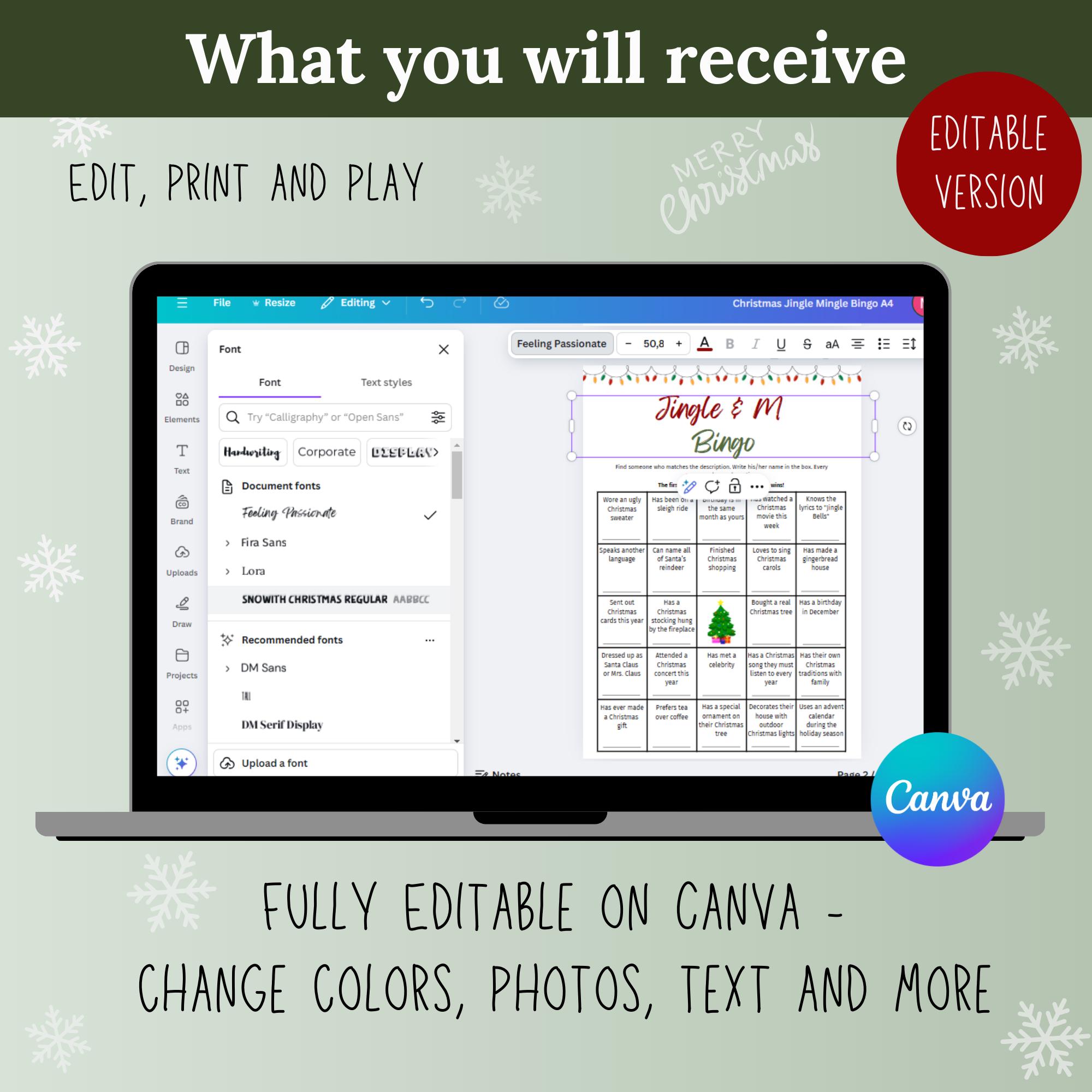 Editable Jingle Mingle Bingo, Find Someone Who Ice Breaker Game, Mix ...