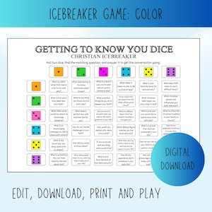 Editable Christian Icebreaker, Bible Dice Game, Customizable Bible ...