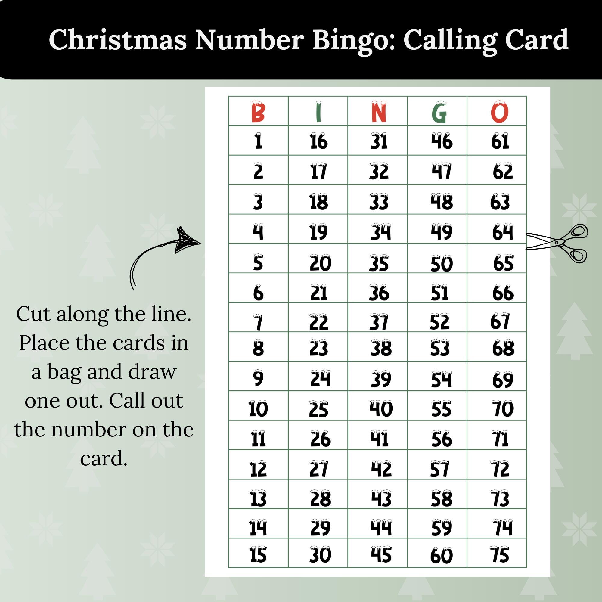 Christmas Number Bingo Printable, 50 Unique Bingo Cards for Xmas Family ...