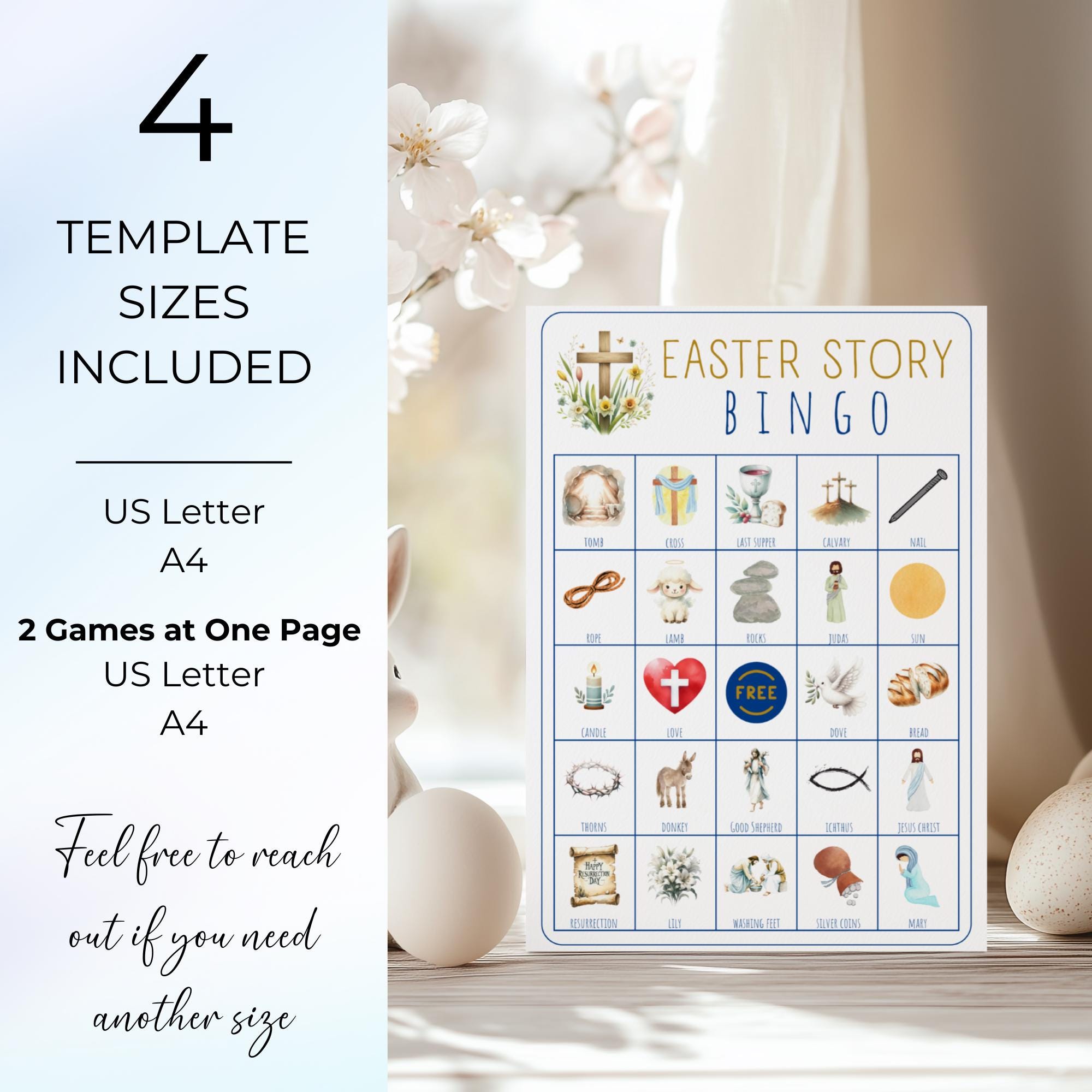 Easter Story Bingo, 30 Printable Religious Biblegame, Holy Week ...