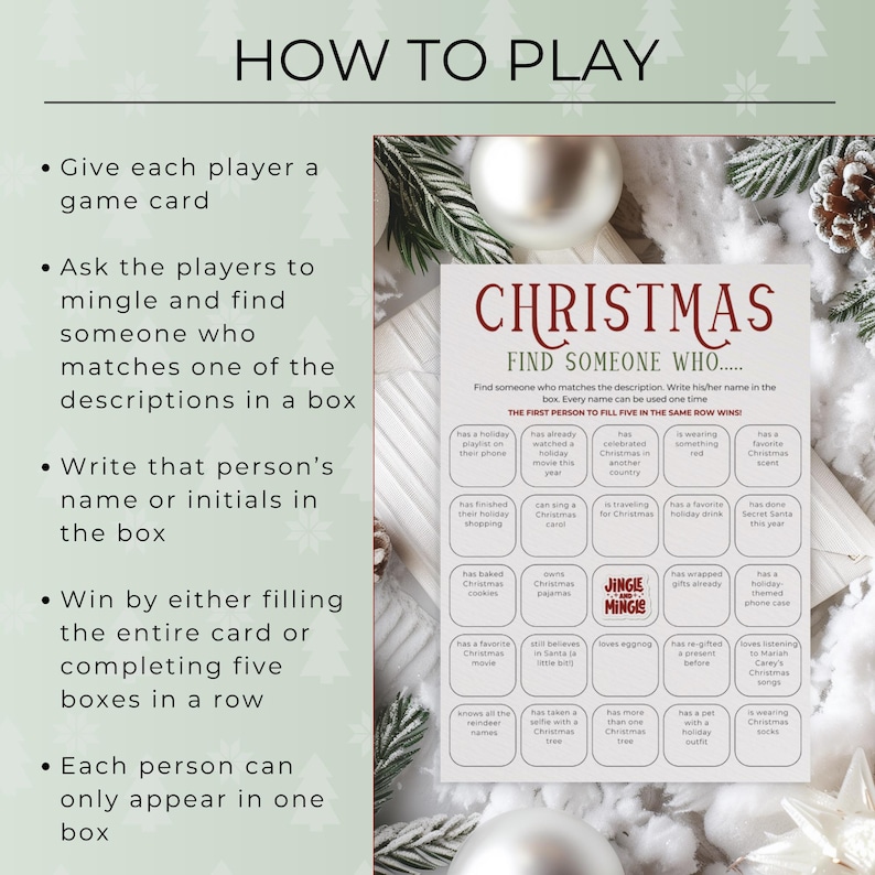 Find Someone Who Christmas Bingo Printable, 100 Cards, Fun Holiday ...