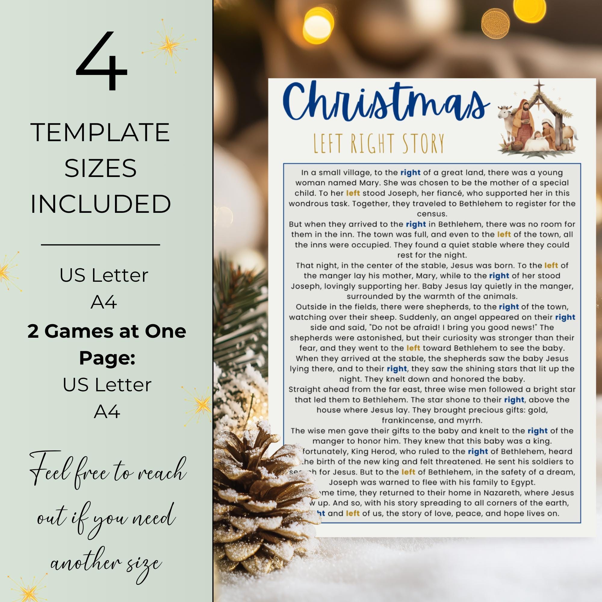 Christmas Left Right Story Game - Printable Holiday Fun for Yankee Swap ...