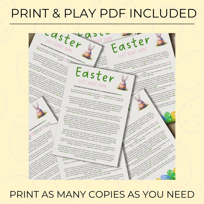 Pass the Gift Game, Left Right Easter Activity, Printable Family Game ...