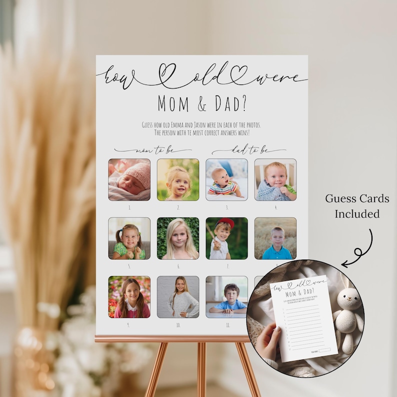 Guess the Age of Mom and Dad, Fun Baby Shower Game, Printable Guessing ...