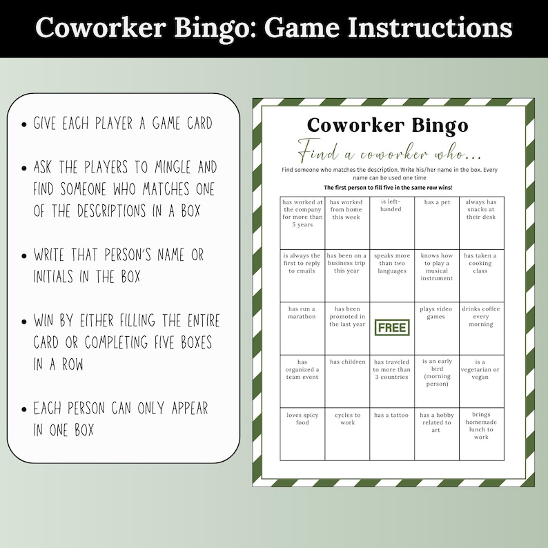 Coworker Bingo – Editable Employee Bingo Game, Getting to Know You ...