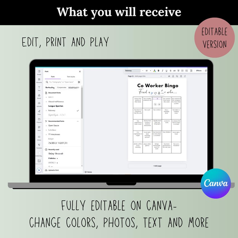 Coworker Bingo Printable, Team Building Game, Fun Office Activity ...