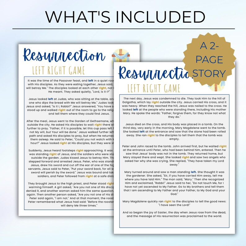Left Right Easter Game, Printable Bible Activity, Fun Family ...