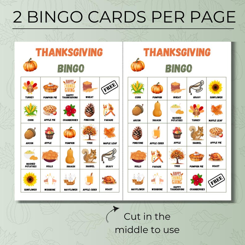 Thanksgiving Bingo Game Cards, Printable Turkey Bingo for Kids, Fun ...