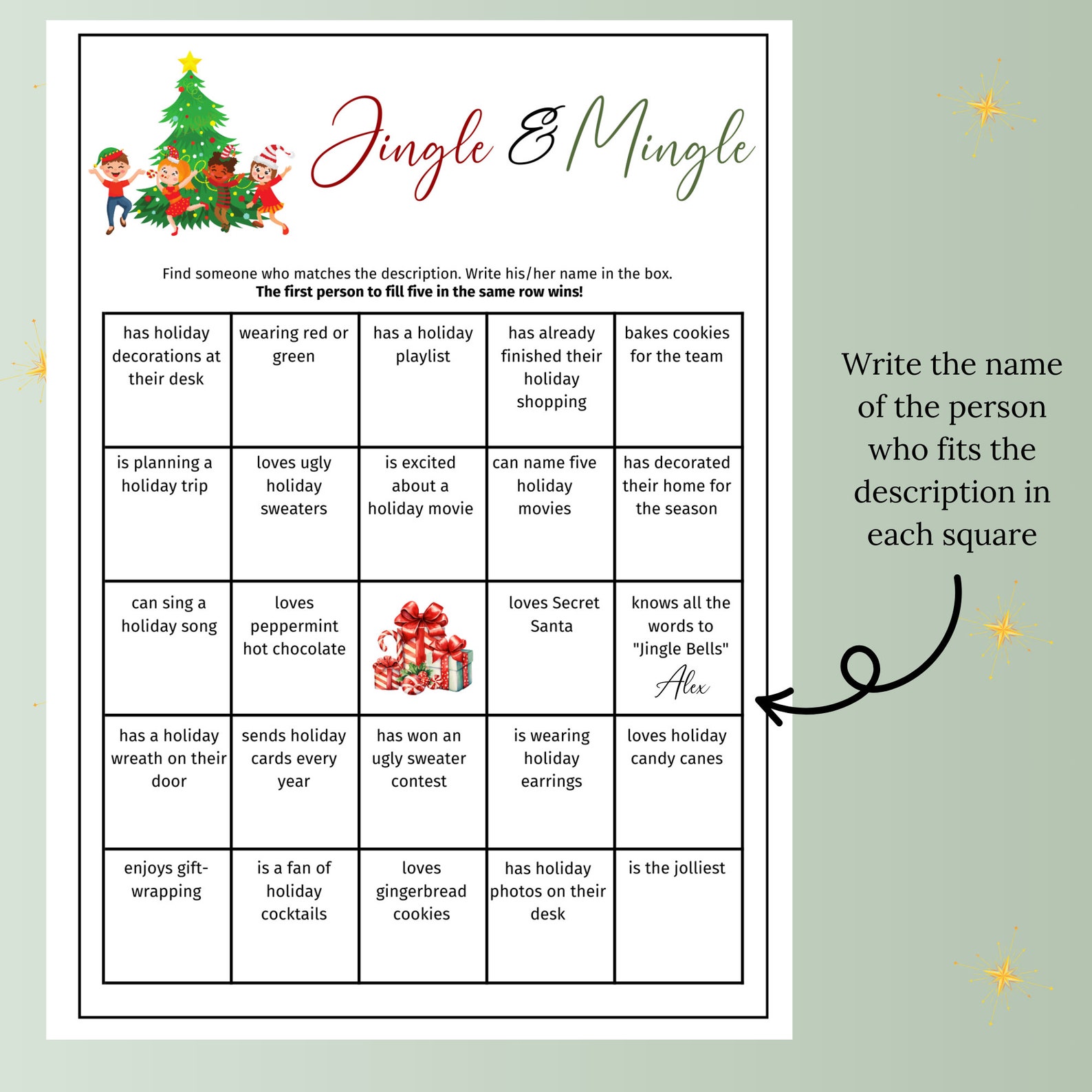 Jingle and Mingle Bingo, Holiday Office Party, Christmas Bingo, Ice ...