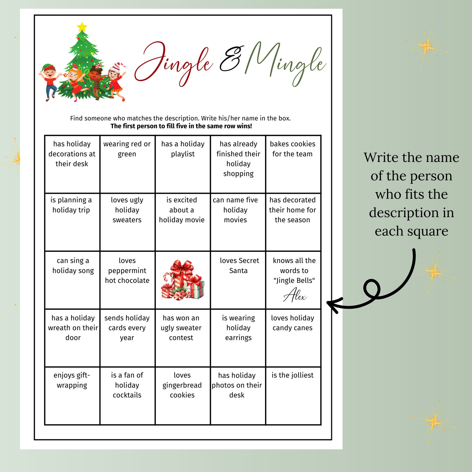 Jingle and Mingle Bingo, Holiday Office Party, Christmas Bingo, Ice ...