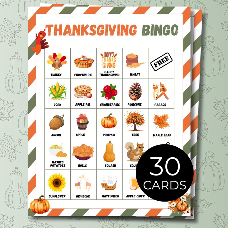 Thanksgiving Bingo Game Cards, Printable Turkey Bingo for Kids, Fun ...
