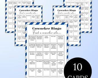 Coworker Bingo Game Cards, Find Someone Who, Work Team Building Game ...