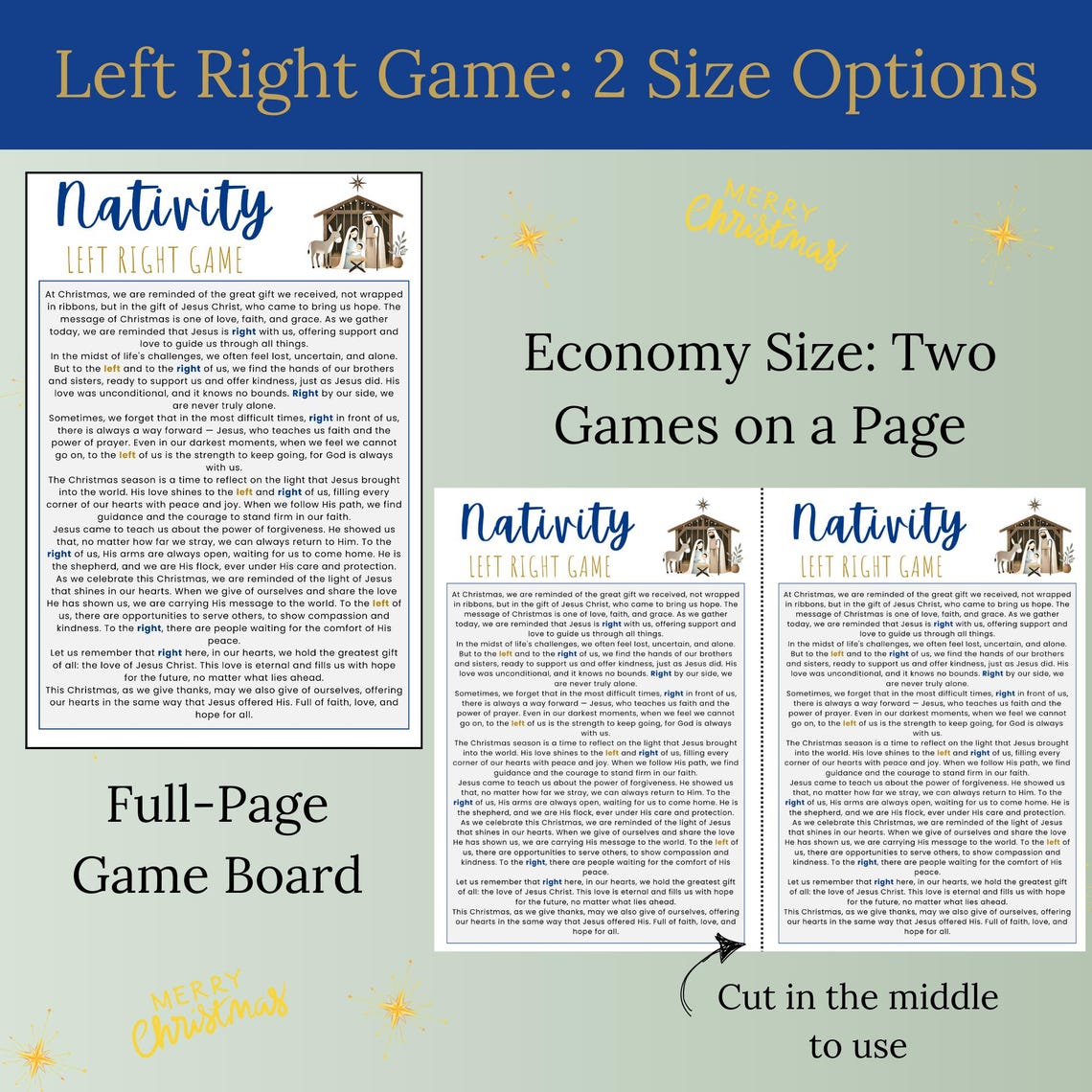 Nativity Left Right Game - Fun Bible Games, Church Games, Left Right ...